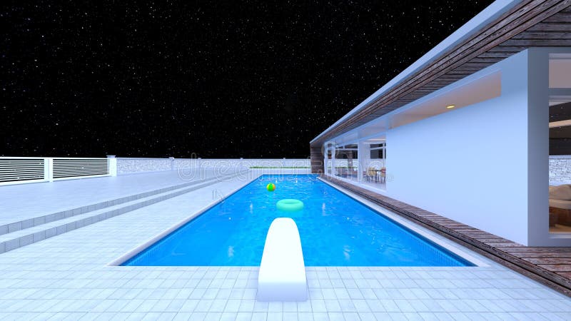 3D Rendering of the Rooftop Swimming Pool Stock Illustration ...