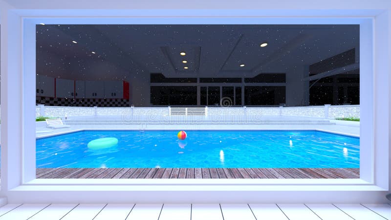 3D Rendering of the Rooftop Swimming Pool Stock Image - Image of lounge ...