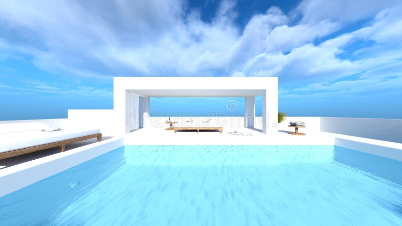 3D Rendering of the Rooftop Swimming Pool Stock Illustration ...