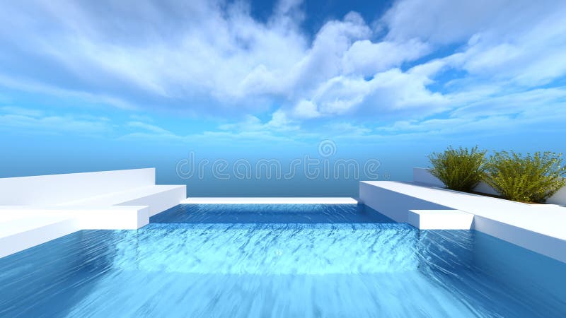 3D Rendering of the Rooftop Swimming Pool Stock Illustration ...