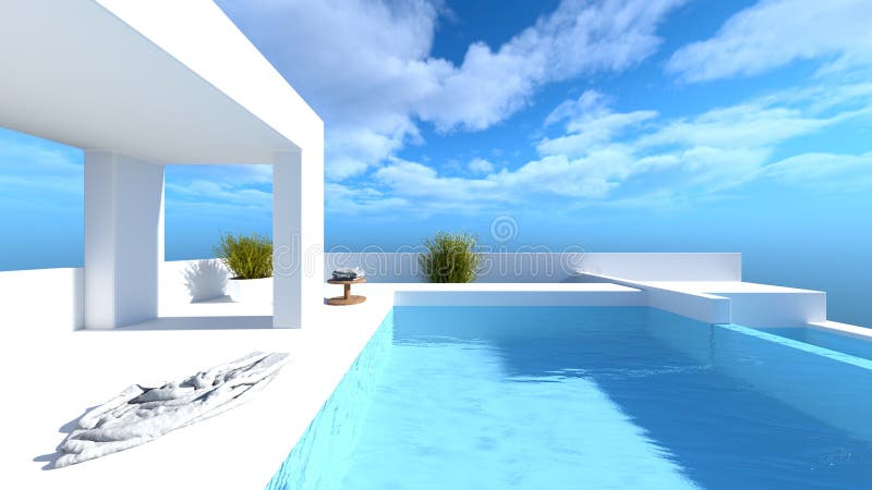 3D Rendering of the Rooftop Swimming Pool Stock Illustration ...