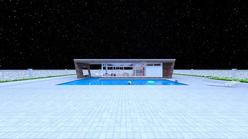 3D Rendering of the Rooftop Swimming Pool Stock Illustration ...
