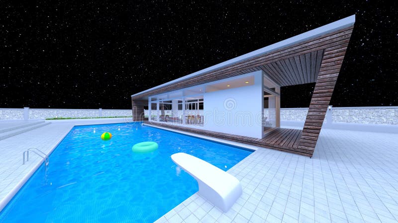 3D Rendering of the Rooftop Swimming Pool Stock Illustration ...