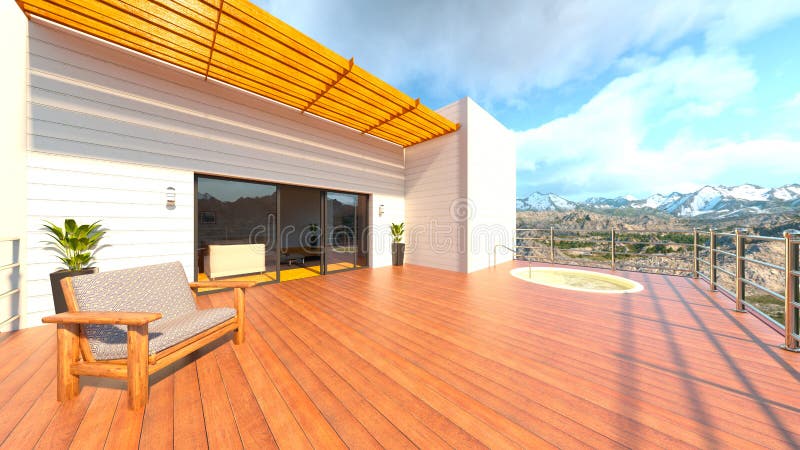 3D Rendering of the Rooftop Terrace Stock Illustration - Illustration ...