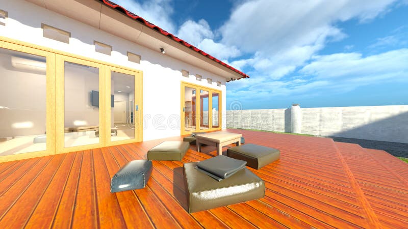 3D Rendering of the Rooftop Terrace Stock Illustration - Illustration ...