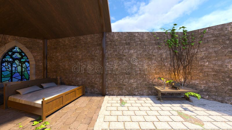 3D Rendering of the Rooftop Terrace Stock Illustration - Illustration ...