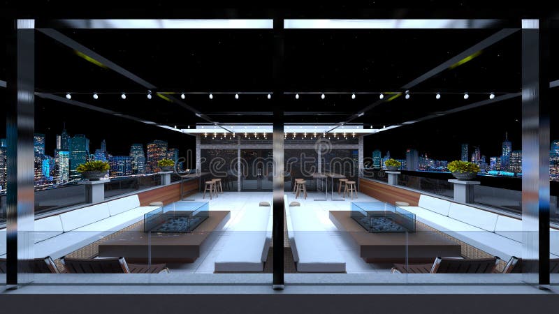 3D Rendering of the Rooftop Terrace Stock Illustration - Illustration ...