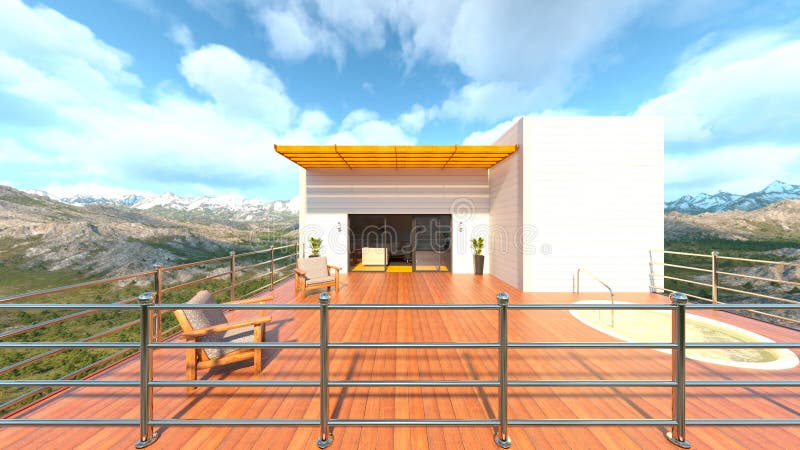 3D Rendering of the Rooftop Terrace Stock Illustration - Illustration ...
