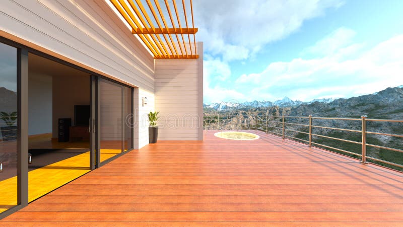 3D Rendering of the Rooftop Terrace Stock Illustration - Illustration ...