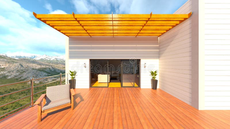 3D Rendering of the Rooftop Terrace Stock Illustration - Illustration ...