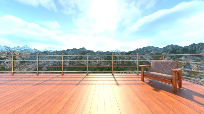 3D Rendering of the Rooftop Terrace Stock Illustration - Illustration ...