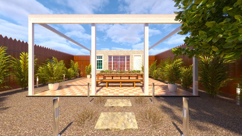 3D Rendering of the Rooftop Terrace Stock Illustration - Illustration ...