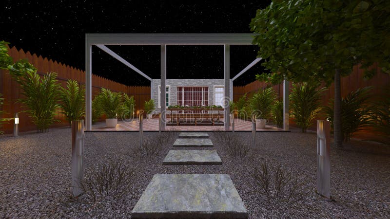 3D Rendering of the Rooftop Terrace Stock Illustration - Illustration ...