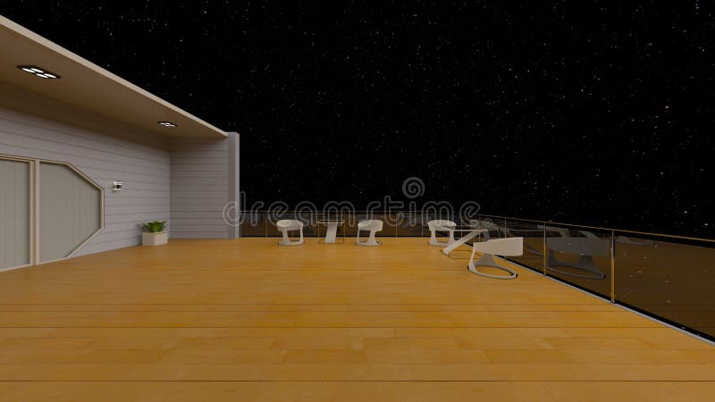 3D Rendering of the Rooftop Terrace Stock Illustration - Illustration ...