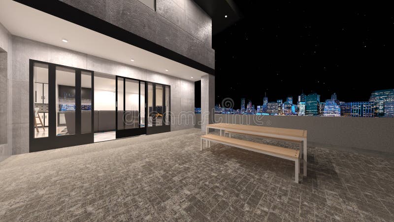 3D Rendering of the Rooftop Terrace Stock Illustration - Illustration ...