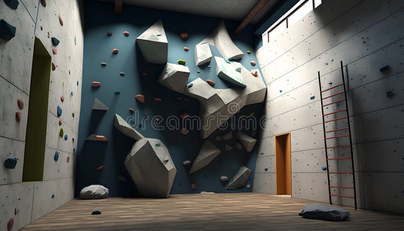 3D Rendering of a Room with Climbing Wall and Climbing Equipment. Stock ...