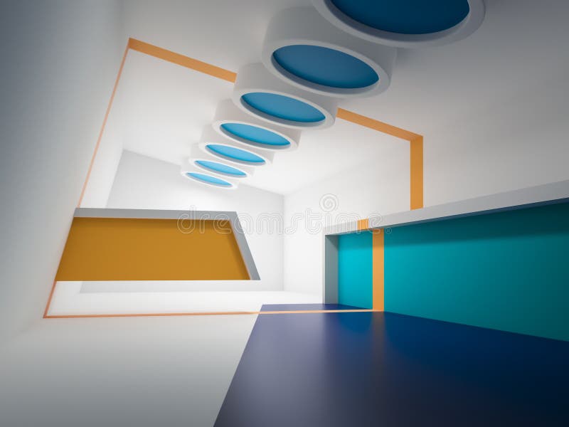 3d Rendering Room with Geometric Simple Shapes and Lines Stock ...