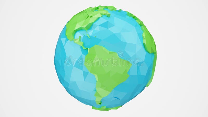 3D Rendering Rotated Low Poly Earth with Alpha Channel, Globe ...