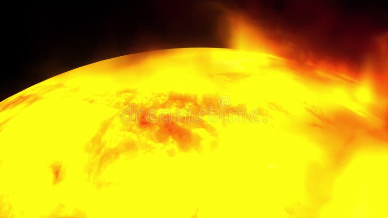 3D Rendering of the Rotation of the Sun with Solar Flares. Computer ...