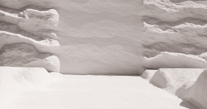 3d Rendering. Rough White Stone or Marble Studio with White Lighting ...