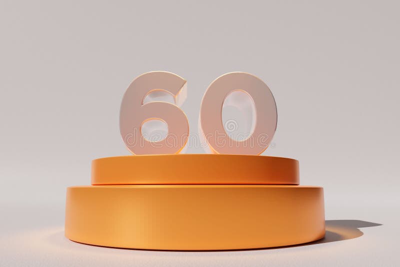 3D Rendering of Round Orange Platform with White Number 60 Symbolizing ...