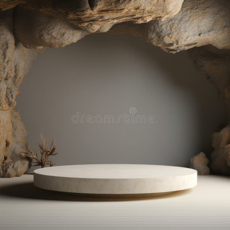 3d Rendering of a Round Podium in a Cave, Created by Generative AI ...