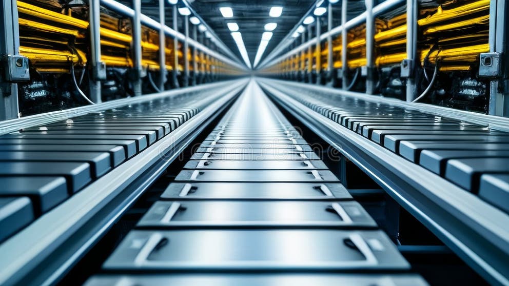3d Rendering of a Row of Server Racks in a Lithium Battery Factory ...