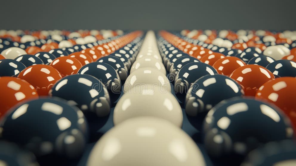 A 3D Rendering of a Row of Spheres in Red, White, and Blue, Arranged in ...