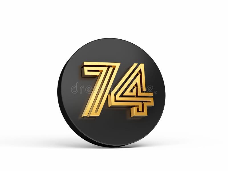 3d Rendering of Royal Gold Modern Font, Digit Letter 74 on the Black ...