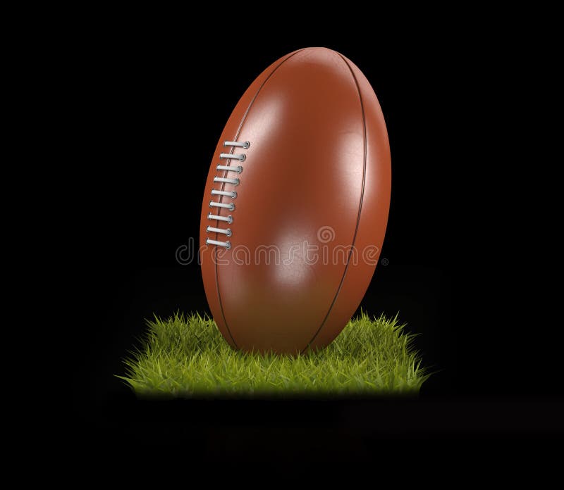 3D Rendering of a Rugby Ball on the Grass Stock Illustration ...
