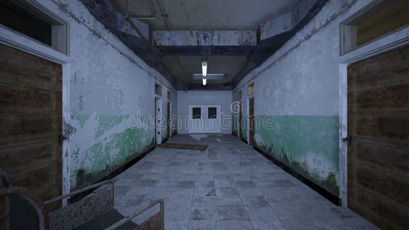 3D Rendering of the Ruined Corridor Stock Footage - Video of indoors, background: 231037406