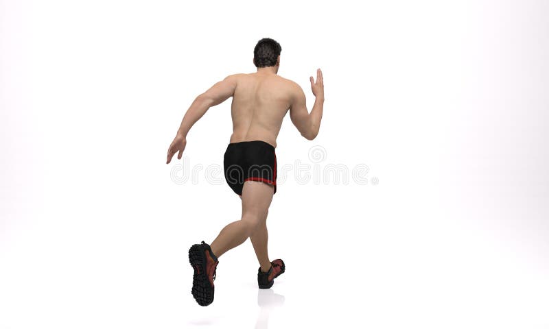3D Rendering : a Running Man Character in the White Studio Background ...