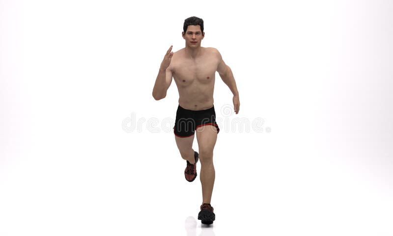 3D Rendering : a Running Man Character in the White Studio Background ...