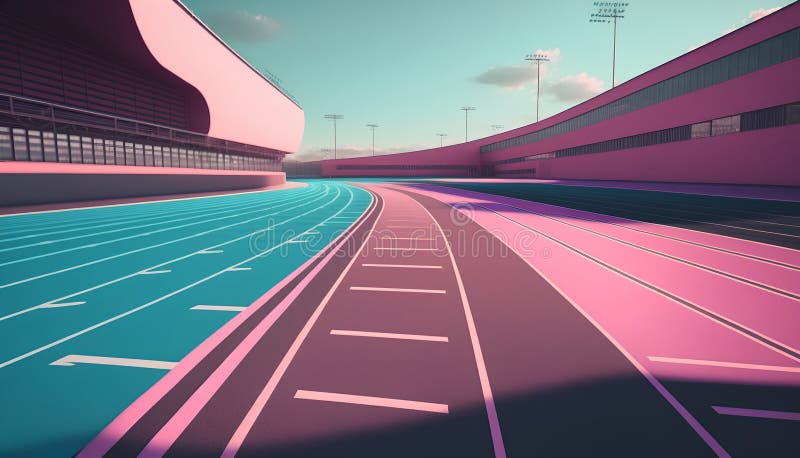 3d Rendering of a Running Track in a Stadium at Sunset. Stock ...