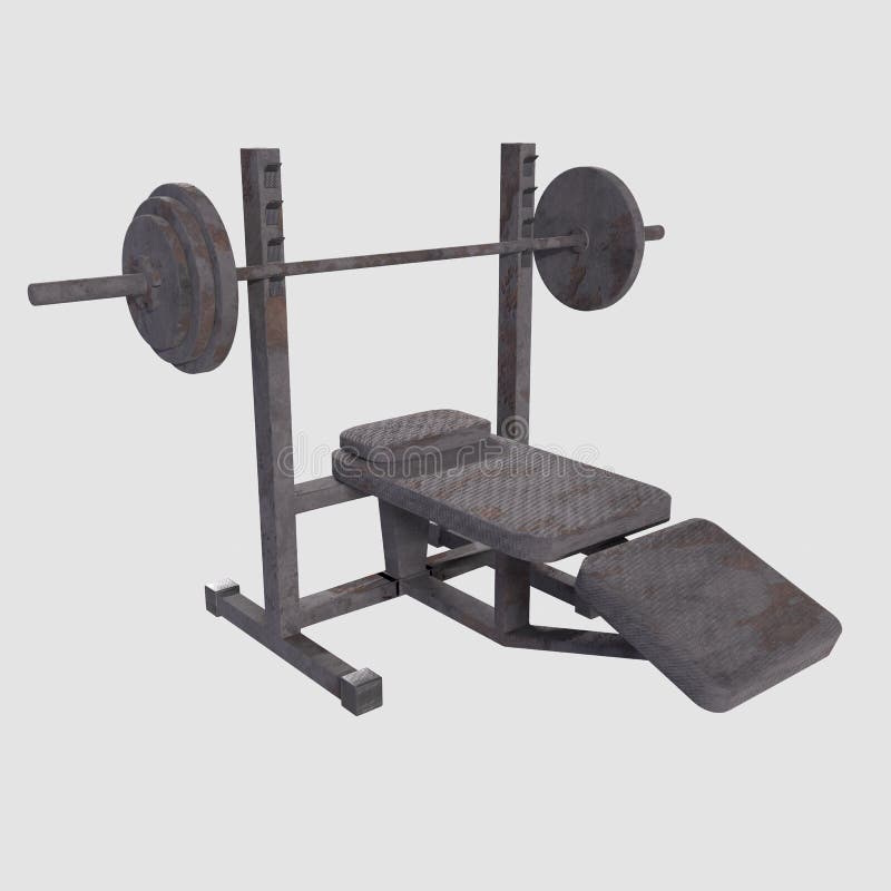 3d Rendering of Rusty Bench Press Stock Illustration - Illustration of ...