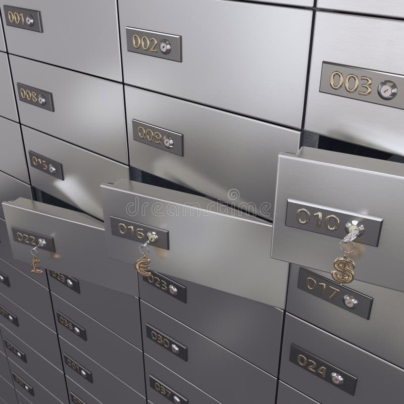3D Rendering Safe Deposit Boxes Stock Illustration - Illustration of ...
