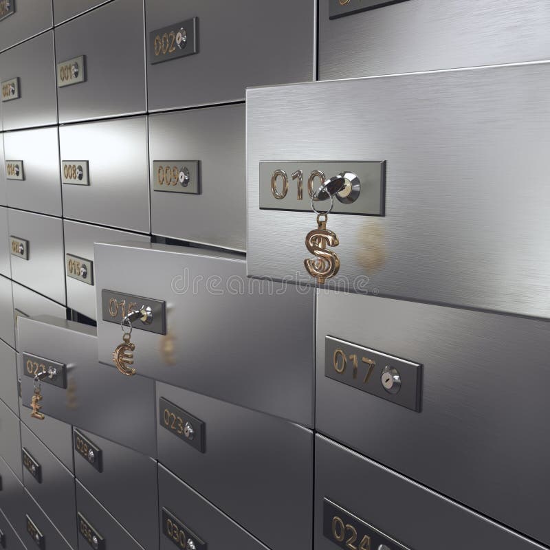 3D Rendering Safe Deposit Boxes Stock Illustration - Illustration of ...