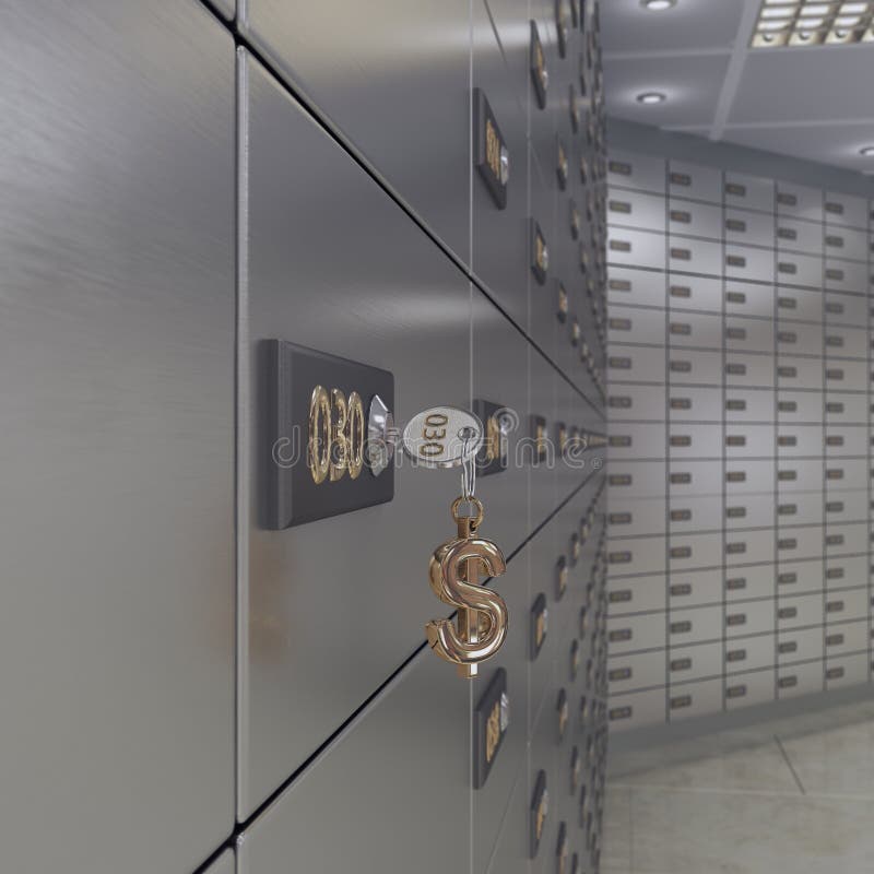 3D Rendering Safe Deposit Boxes Stock Illustration - Illustration of ...