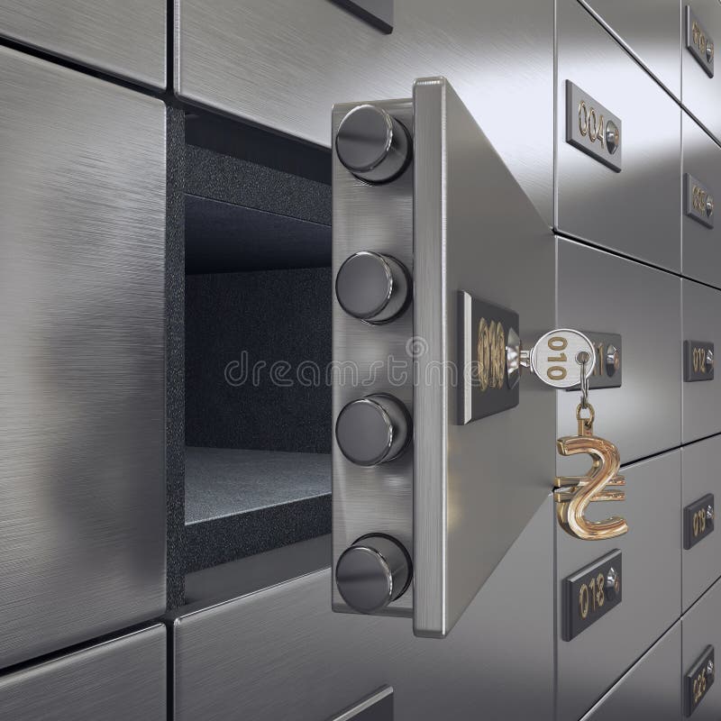 3D Rendering Safe Deposit Boxes Stock Illustration - Illustration of ...