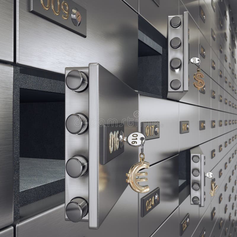 3D Rendering Safe Deposit Boxes Stock Illustration - Illustration of ...