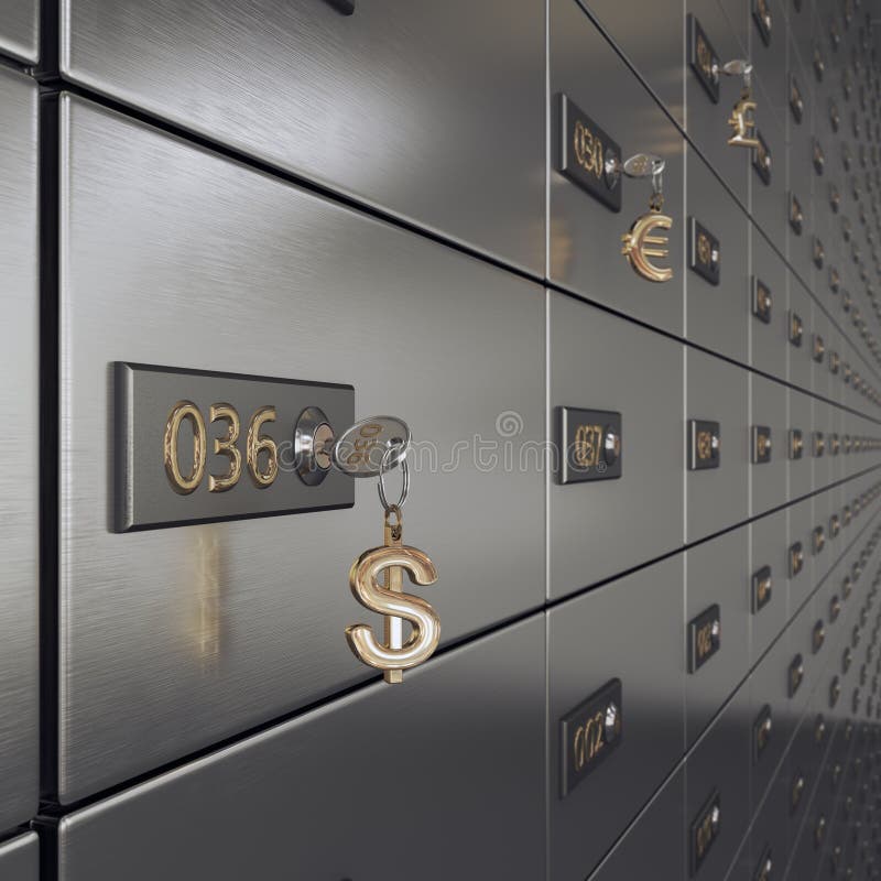 3D Rendering Safe Deposit Boxes Stock Illustration - Illustration of ...