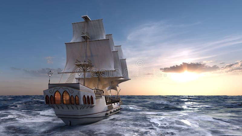 3D Rendering of a Sailing Boat Stock Illustration - Illustration of ...