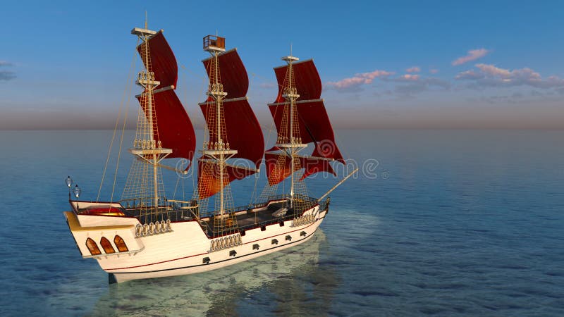 3D Rendering of Sailing Ship Stock Illustration - Illustration of level ...