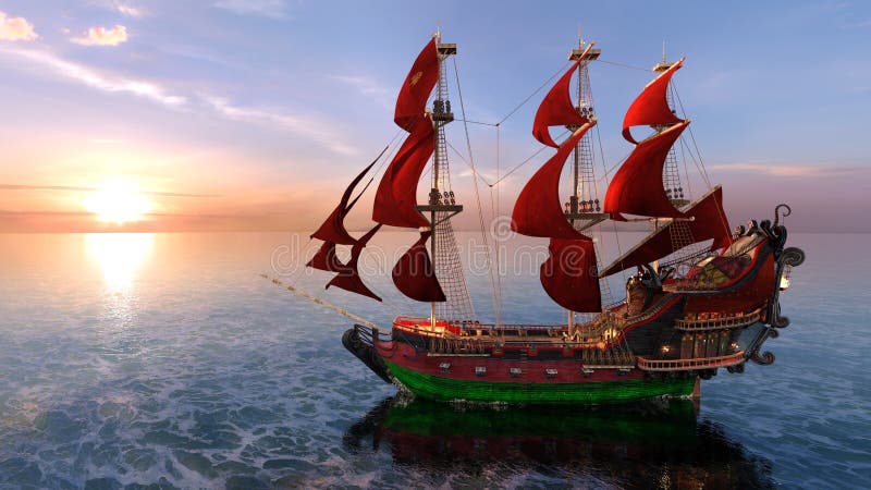 3D Rendering of Sailing Ship Stock Illustration - Illustration of ...
