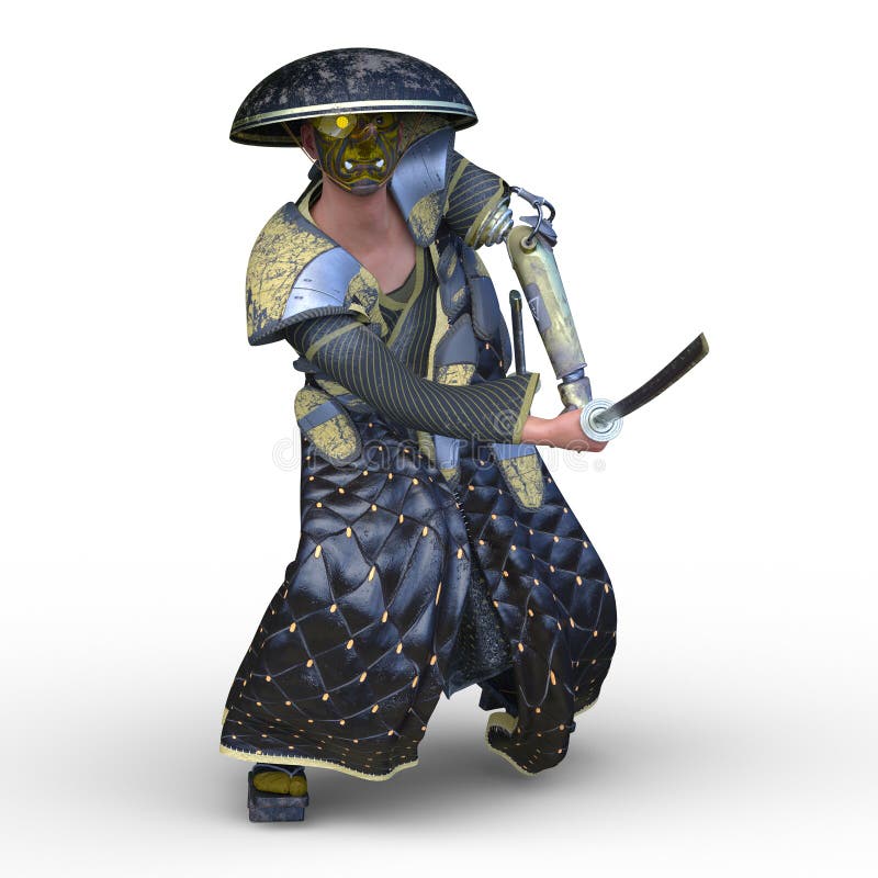 3D Rendering of Samurai with Artificial Limbs Stock Illustration ...