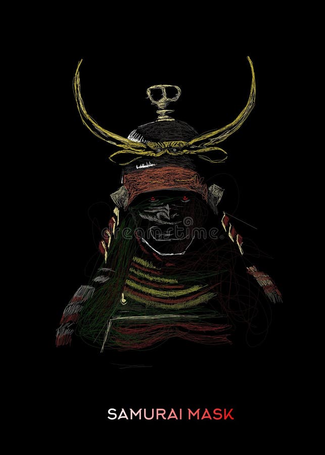 3d Rendering of a Samurai Mask Creature on a Black Background Stock ...