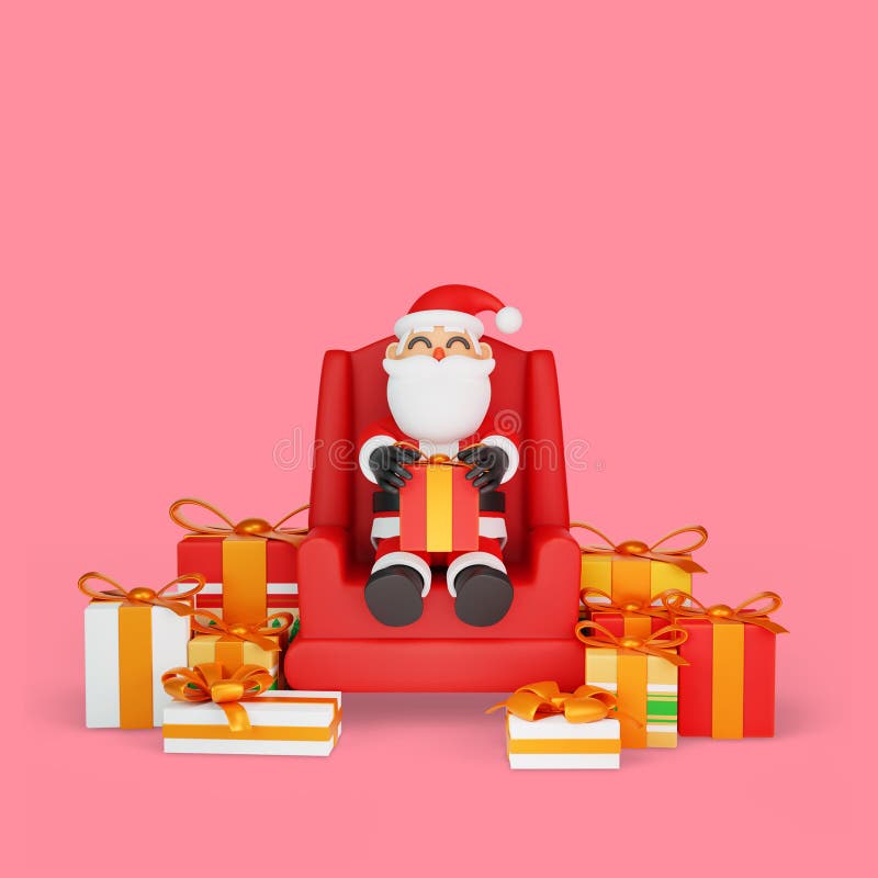 3d Rendering of Santa Sitting Relaxed Surrounded by Gifts Stock Photo ...