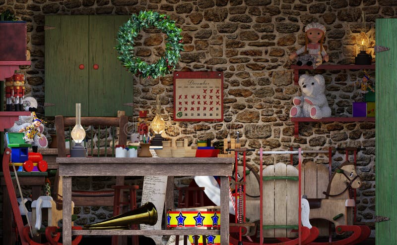 Santa s Workshop stock image. Image of bench, workshop - 7982145