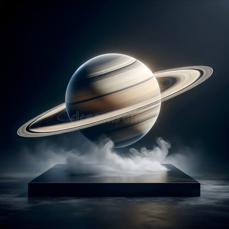 A 3D Rendering of Saturn with Its Iconic Rings Floating Above a Black ...