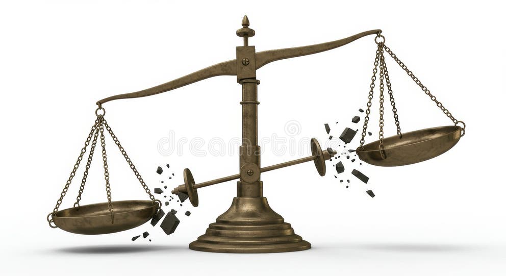 Broken Scales of Justice stock illustration. Illustration of sculpture ...